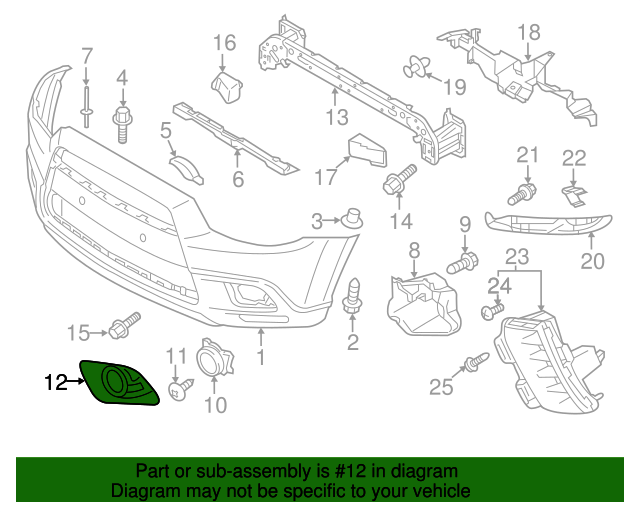 2016-2017 Mitsubishi Outlander Sport Fog Lamp Bezel 8321A717 ...