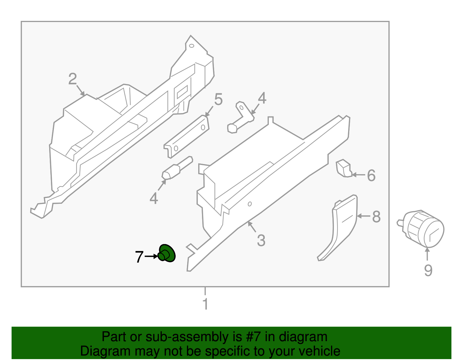 2016-2024 Nissan Glove Box Door Retainer 68187-9GA0B | My Nissan Part