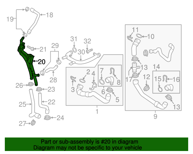 2009-2018 Audi Connector Tube 1K0-121-070-BD | OEM Parts Online