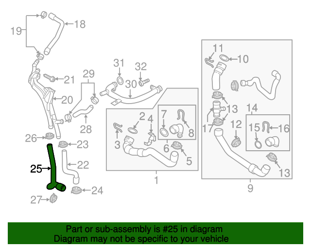 2015-2018 Audi Engine Coolant Hose 5N0-121-109-D | AutoNationParts.com