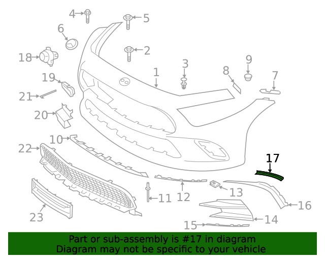 257-885-89-02 - Bumper Impact Strip 2019-2021 Mercedes-Benz CLS 53 AMG ...