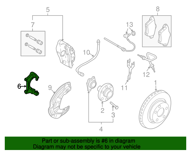 4F0-615-125 - Disc Brake Caliper Bracket 2005-2011 Audi ...
