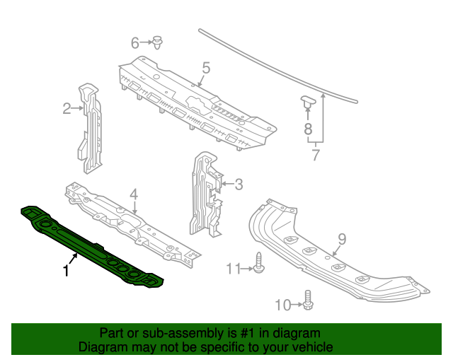 64105-F6000 - Lower Tie Bar 2017-2020 Kia Cadenza | Kia.Parts Store