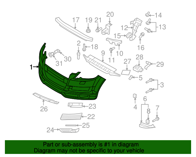 2007-2009 Audi Q7 Bumper Cover 4L0-807-105-E-GRU | Genuine Audi Parts