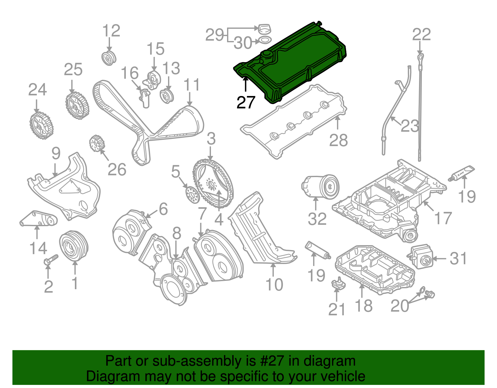 2002-2004 Audi Valve Cover 06C-103-472-F | TascaParts.com