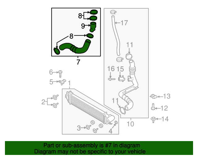 Ford FS7Z-6K683-A - Turbocharger Inter-Cooler Pipe - 2013-2020 Ford ...