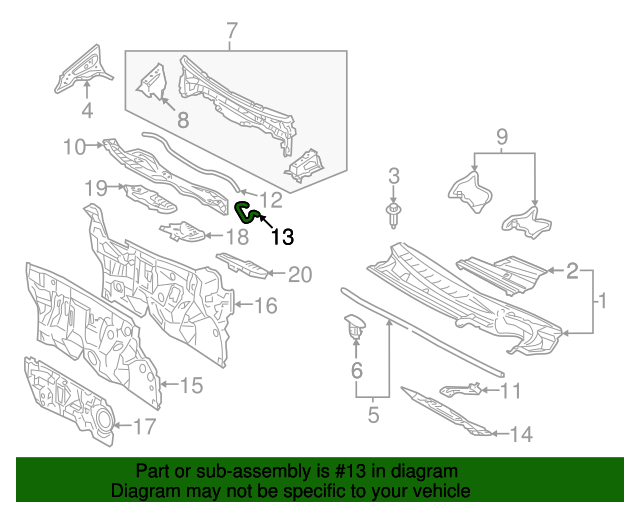 2007-2018 Toyota Seal To Cowl End Piece 55737-52050 | Toyota Parts