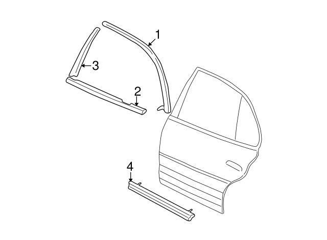 1997-2005 Buick Black Rear Passenger Side Door Window Frame Front ...