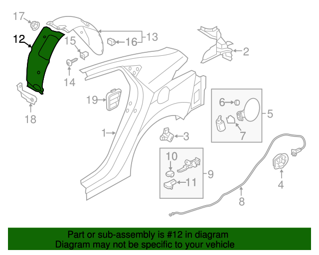 2011-2016 Hyundai Elantra Wheelhouse Liner 86824-3Y000 | OEM Parts Online