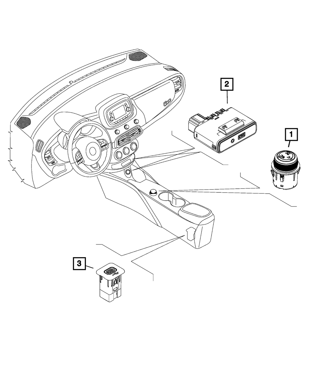 2021-2022 Fiat 500X Auxiliary And USB Socket 7GV39DX8AA | Mopar eStore