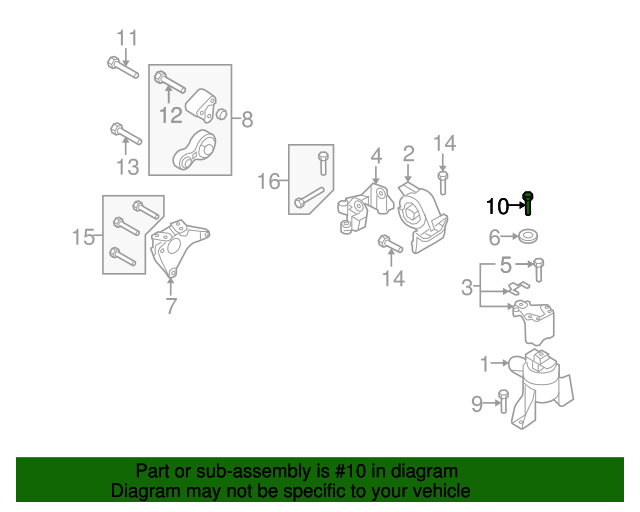2009-2013 Mazda 6 Mount Bolt 9YA0-21-21NB | QuirkParts