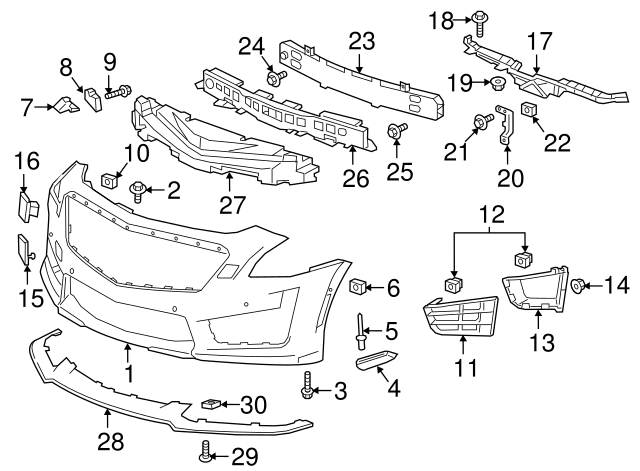 2016-2019 Cadillac CTS Front Bumper Cover 84187213 | QuirkParts