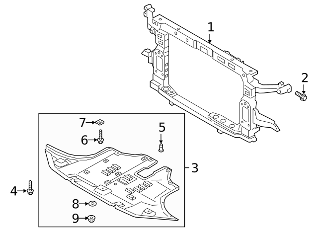 29110-S2000 - Radiator Support Splash Shield 2019-2020 Hyundai Santa Fe ...