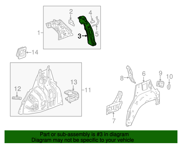 2013-2022 GM Driver Side Quarter Outer Panel Reinforcement 25984659 ...