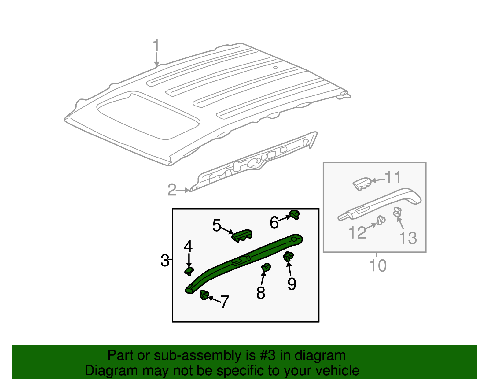 75240-S9A-003 - 2002-2006 Honda CR-V - Garnish Assembly L Front Roof ...