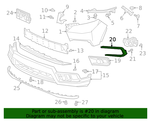 2019-2020 Honda Passport Garnish B, L Front Bumper 71108-TGS-A00 | OEM ...