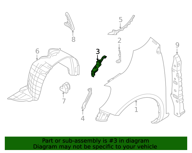 F3160-5EFMA - Fender Bracket 2020-2022 Nissan Versa | Nissan Parts ...