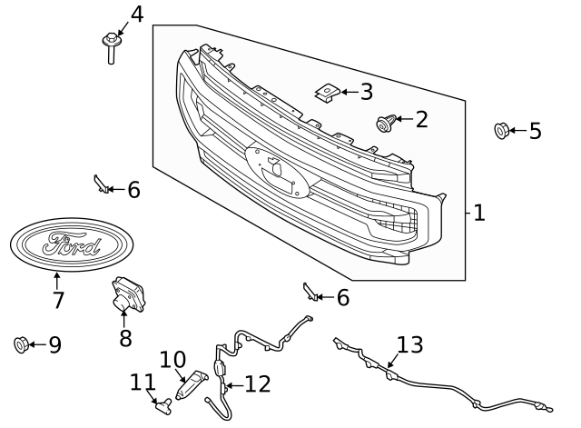 2020 Ford Grille Molding LC3Z-17E810-AA | TascaParts.com