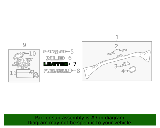 2021-2022 Toyota Mirai Deck Lid Emblem 75445-62010 | Toyota Parts Center