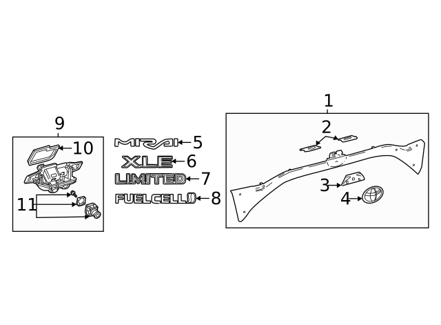 75442-62030 - Nameplate - 2021-2023 Toyota Mirai | OEM Genuine Toyota Parts