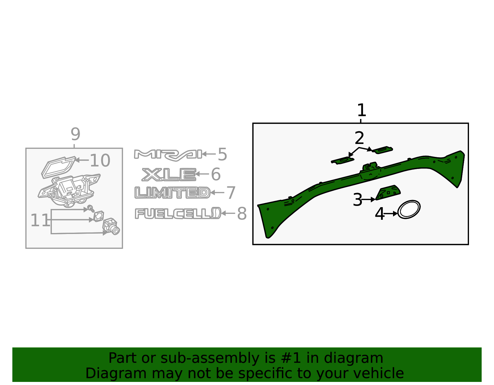 76801-62040-J1 - 2024 Toyota Mirai - Finish Molding | Conicelli Toyota