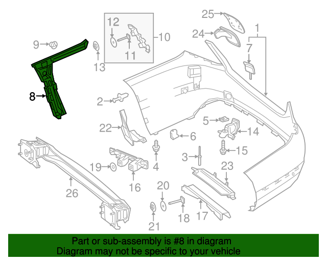 205-880-18-02 - Bumper Cover Bracket 2015-2021 Mercedes-Benz ...