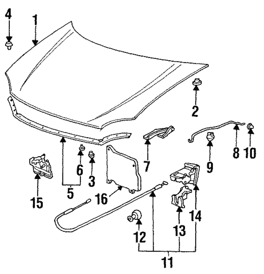 38920-P0F-J01 - 1993-1997 Honda Civic del Sol - Hood Bumper | Genuine ...