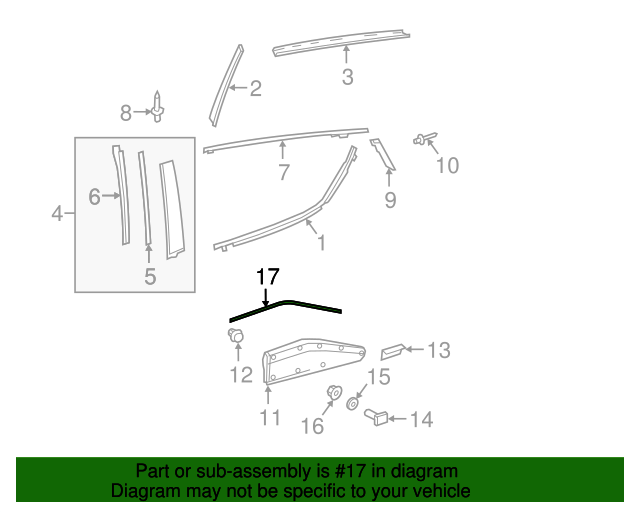 2018-2022 Toyota C-HR Lower Molding Seal 75797-10010 | Toyota Parts