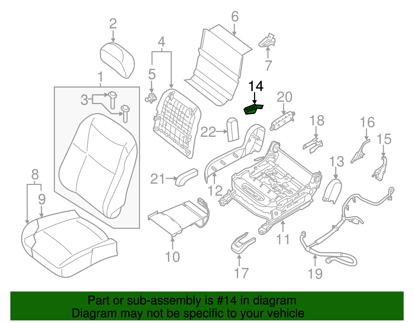 87418-9FV0D - Recline Lever 2013-2024 Nissan | Nissan Parts ...
