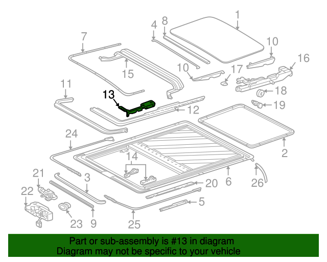1993-2000 Mercedes-Benz Sunroof Guide Rail Bracket 140-780-10-14 ...