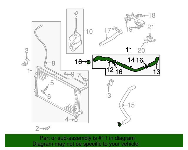 2002-2005 Kia Sedona Radiator Coolant Hose 0K52Y-15187B | TascaParts.com