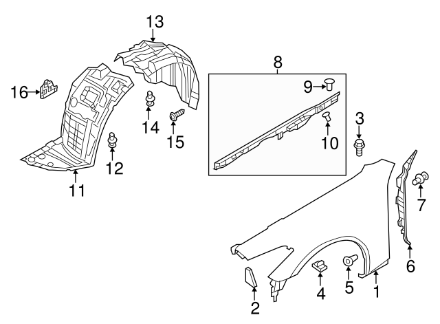 2011-2019 Infiniti Rear Fender Liner 63842-1MA1A | AutoNationParts.com