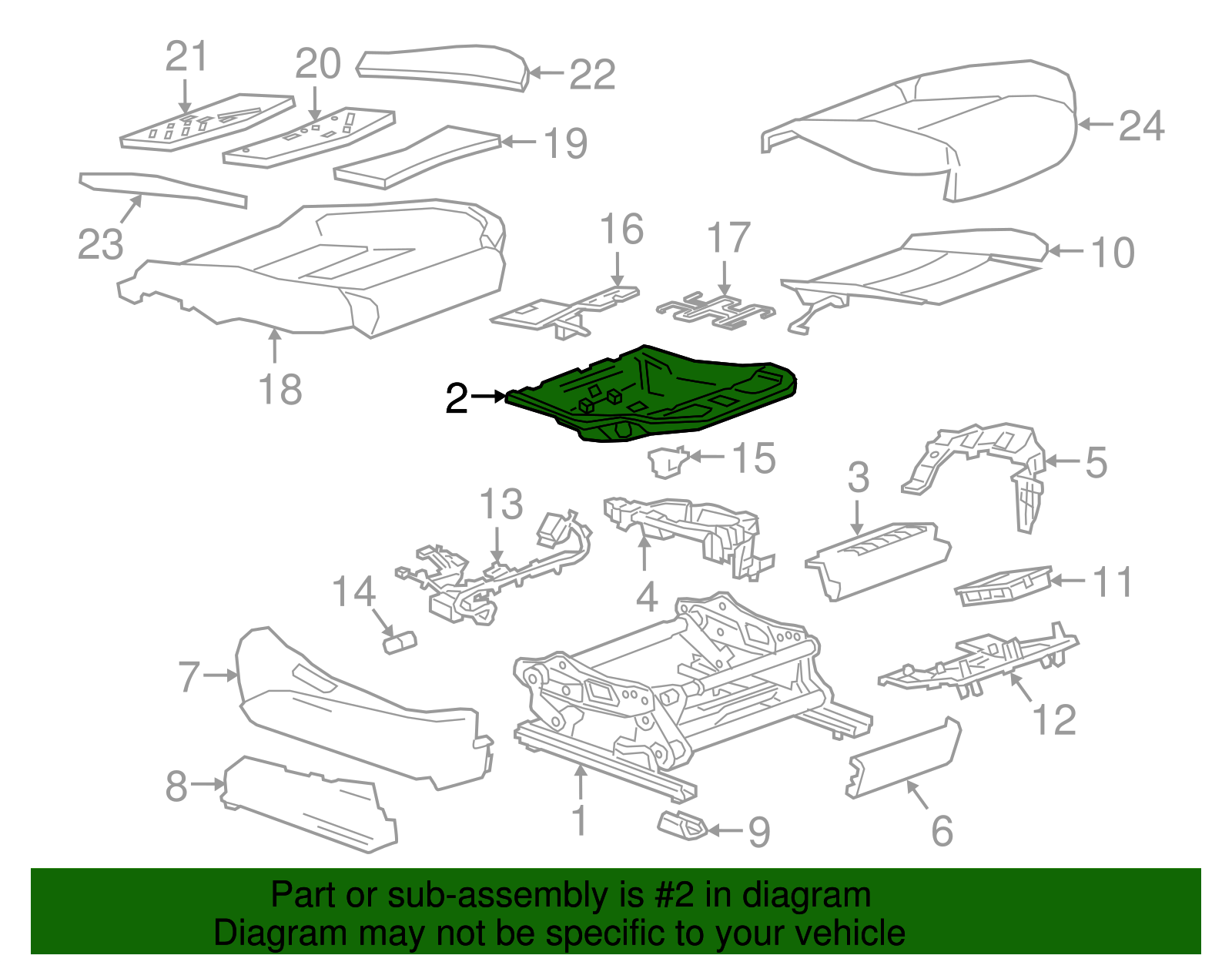 23245126 - Front Seat Cushion Pad Support 2016-2020 Cadillac CT6 ...