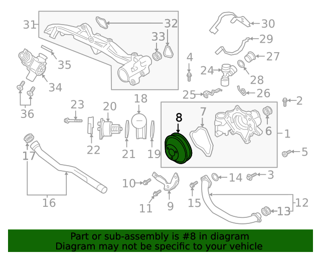 0PB-121-031 - Engine Water Pump Pulley 2009-2024 Porsche ...