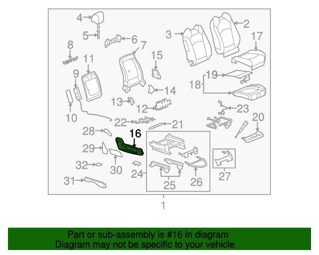 25947614 - Passenger Seat Outer Recliner Finish Cover 2009-2012 GM ...