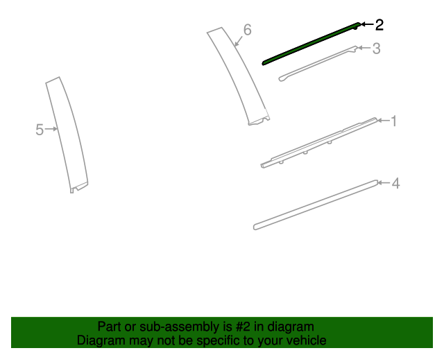 2015-2020 GM Passenger Side Rear Door Window Inner Sealing Strip ...