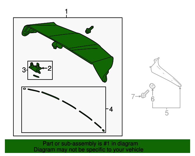 2014-2019 Toyota Highlander Spoiler Assembly 76085-0E925 | Toyota Parts ...