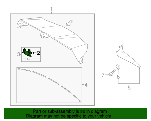 2014-2019 Toyota Highlander Spoiler Assembly Cover 76894-0E010 | Toyota ...
