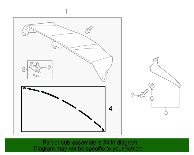 2014-2019 Toyota Highlander Spoiler Assembly Protector 76872-0E030 ...