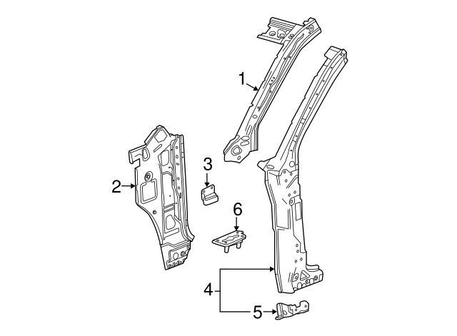 2014-2020 GM Passenger Side Body Hinge Pillar Inner Panel 23189486 ...
