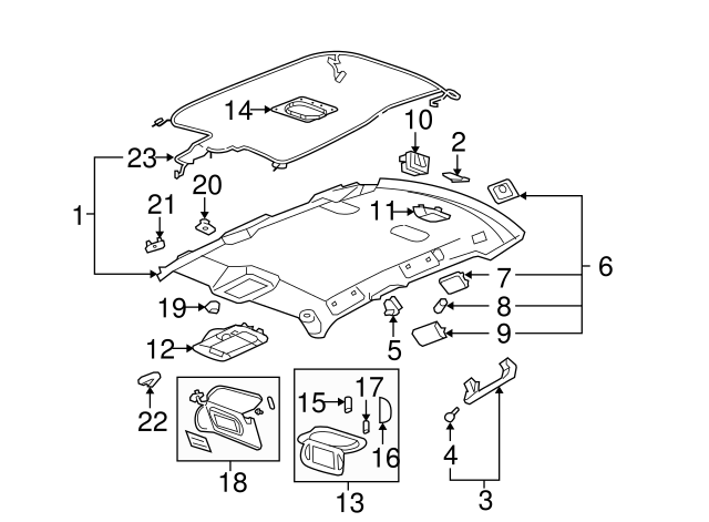 2010-2011 Cadillac DTS Light Titanium Headliner 19332580 ...