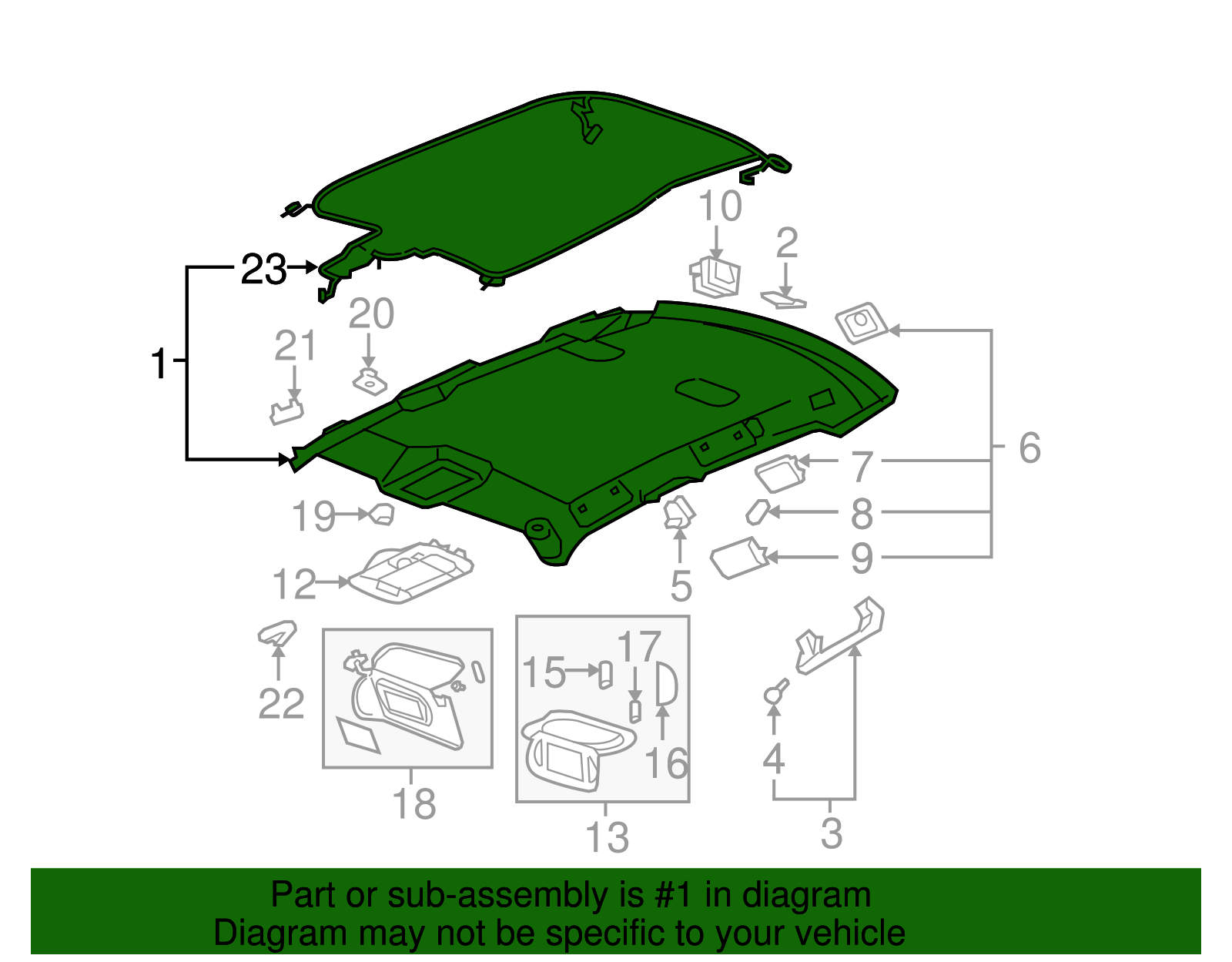 OEM GM Tuxedo Blue Headliner For 2008-2009 Cadillac DTS - Part No ...