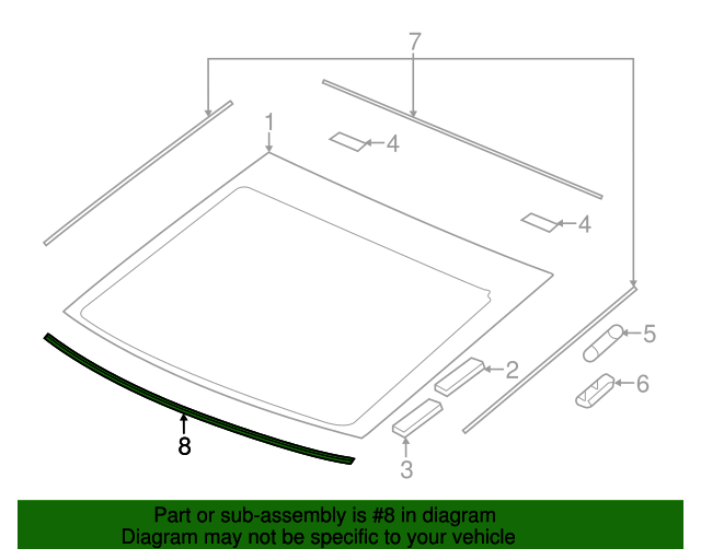 73227-TS8-A00 - Rubber, Windshield Dam (C) - 2012-2015 Honda Civic ...