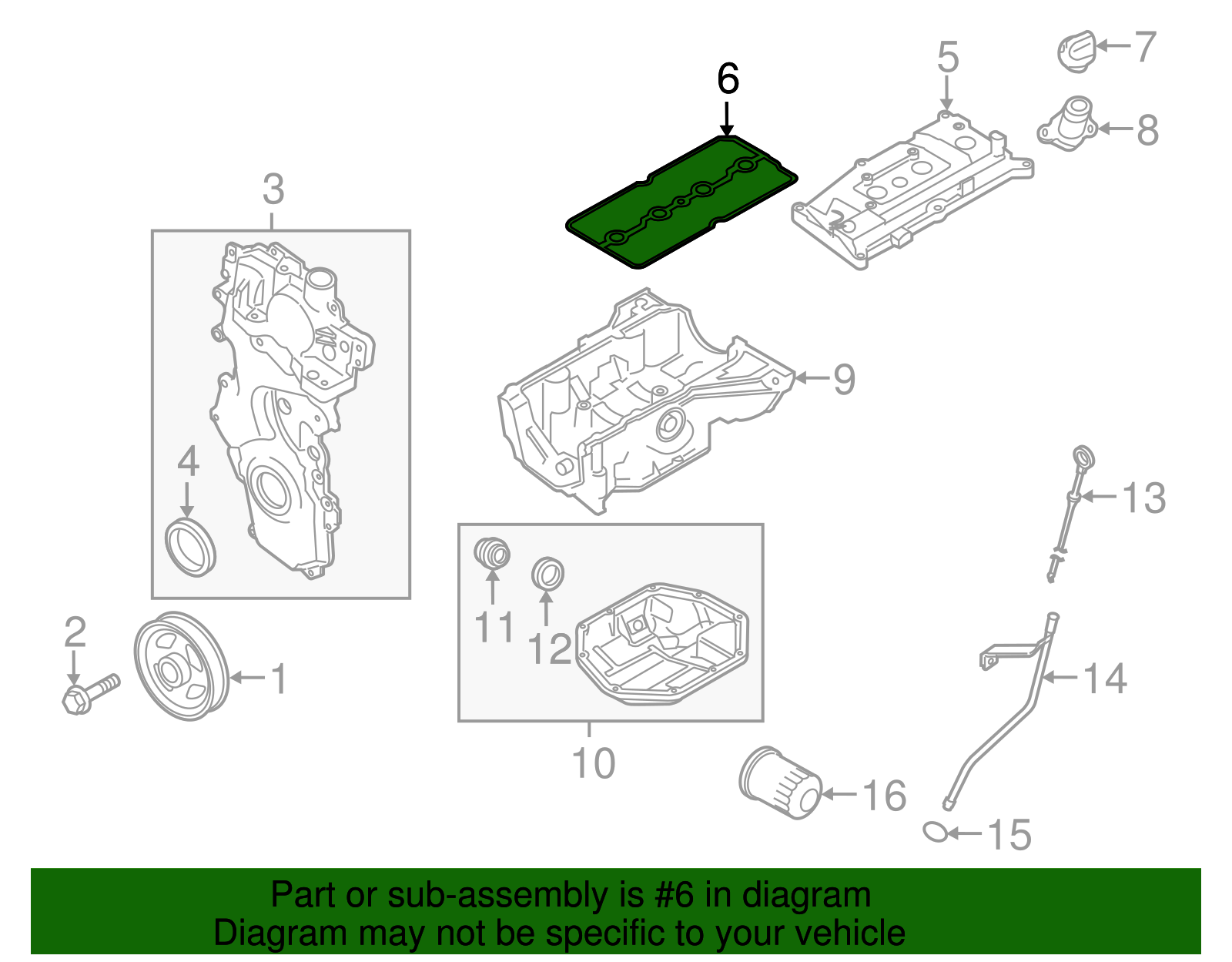 2007-2025 Nissan Valve Cover Gasket 13270-5TA0A | OEM Parts Online