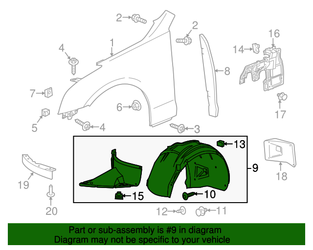 2014 Cadillac ATS Liner Asm-Frt W/H 23183823 | GM Parts Center