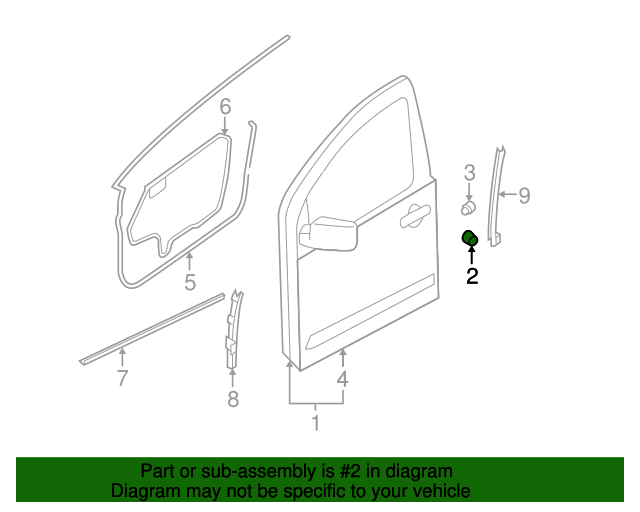 80872-1HD0A - Door Shell Bumper 1987-2024 Nissan | Nissan Parts ...