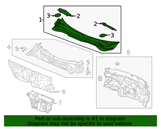 74200-T6Z-A02 - Cowl Grille 2021-2023 Honda | Honda Parts Online
