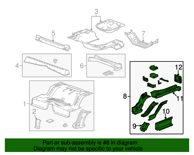 92223624 - Driver Side Rear Compartment Panel Longitudinal Rail 2010 ...