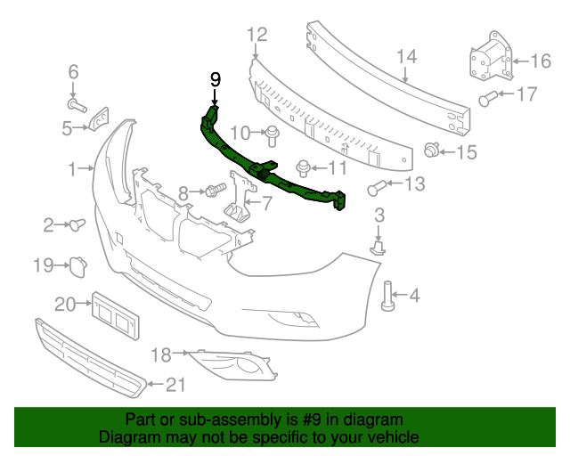 62240-9HS0A - Upper Stiffener - 2016-2018 Nissan Altima | Nissan OEM ...