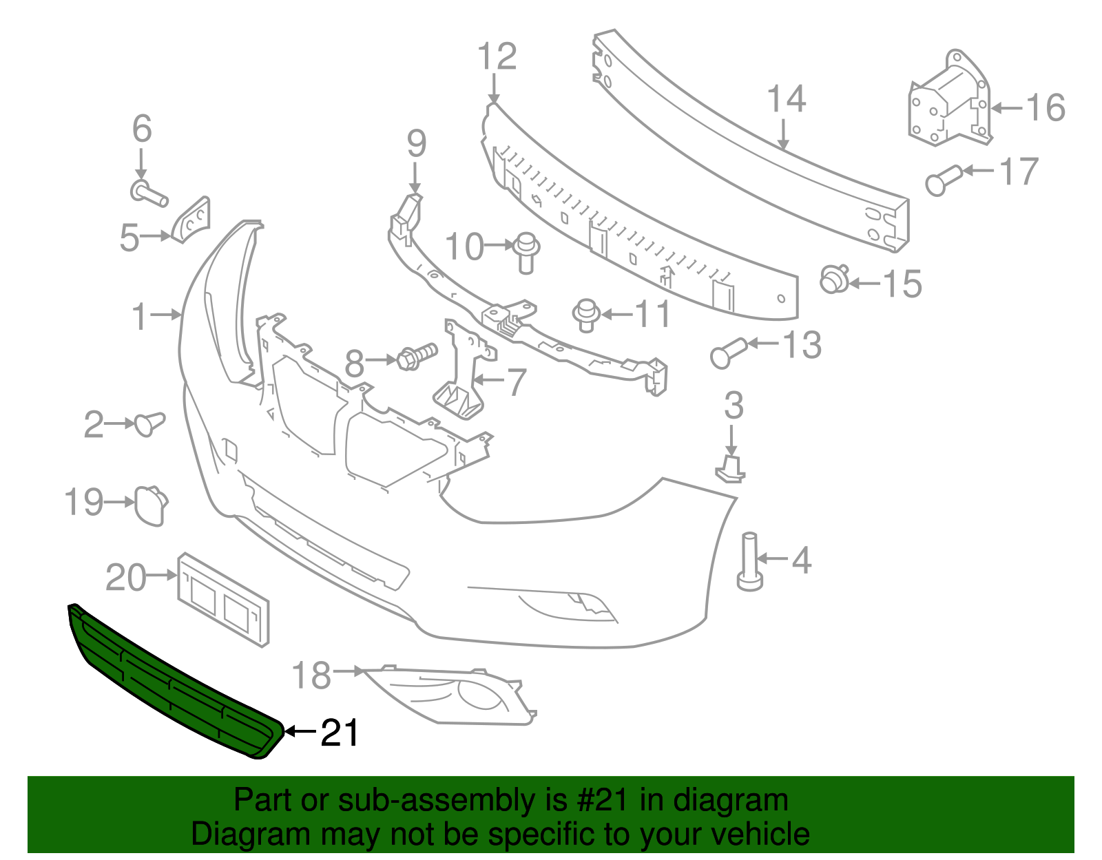 2016-2018 Nissan Altima Lower Grille 62254-9HS1A | OEM Parts Online